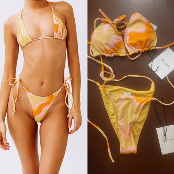 With Jean | Swim | Nwt With Jean Betsey Citrus Tangerine Hues Ziggy String Bikini Xs | Poshmark